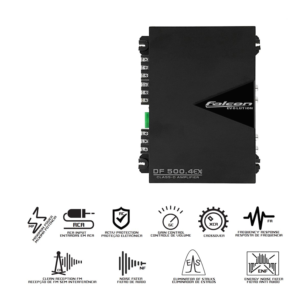 Amplificador 500W RMS 4 Canais DF 500.4 EX Falcon