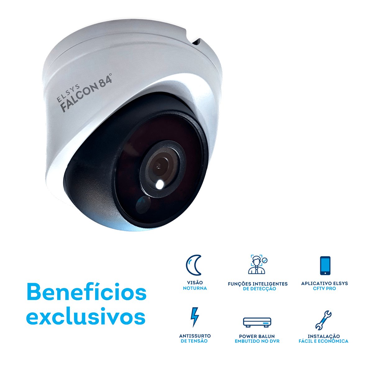 Câmera Dome 2mp 1080p Ir 20M 3.6mm Sistema Click Elsys