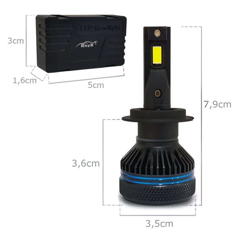 Kit Ultra Led Elite 20.000 Lúmens HB3 6000K 12V com Canbus Rayx