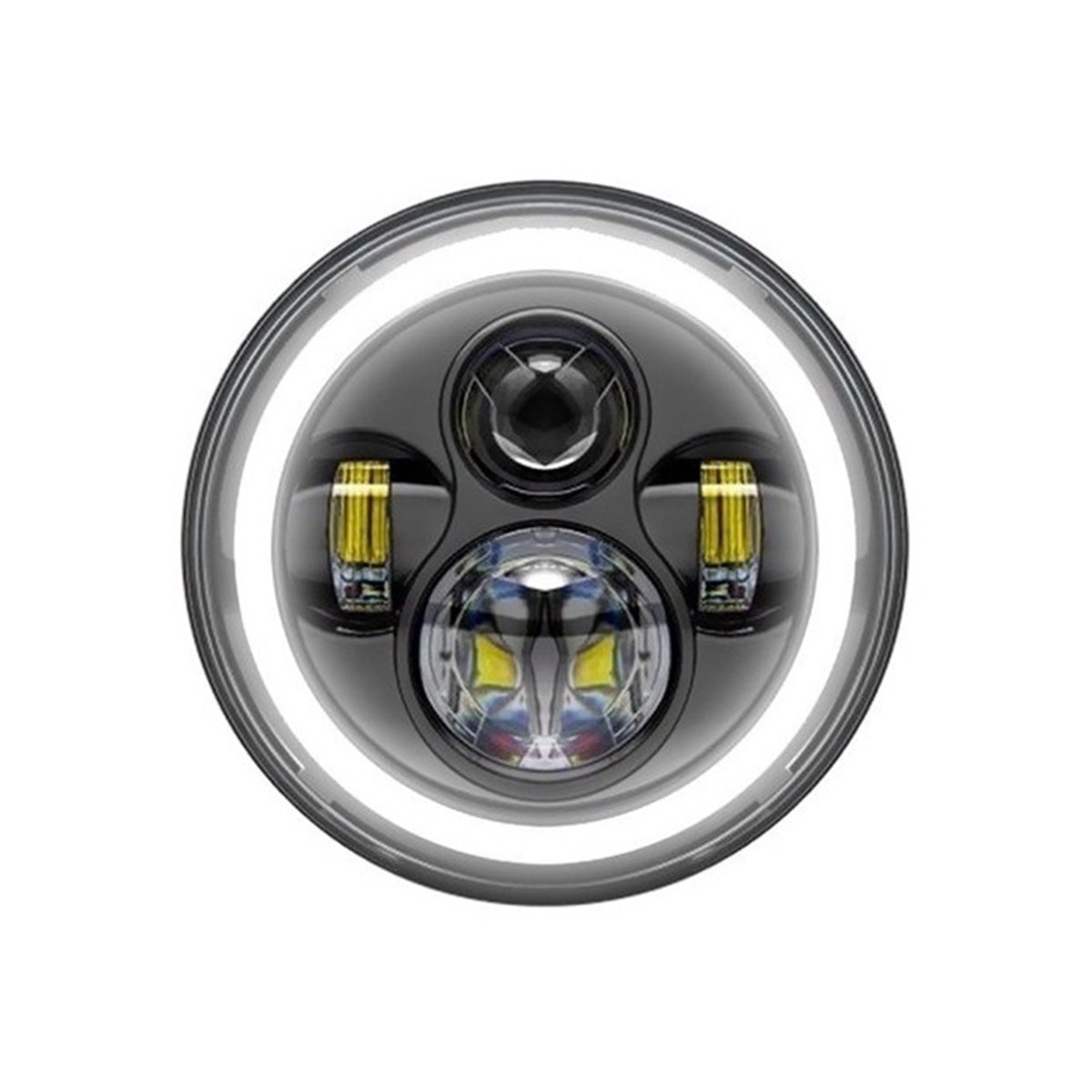 Farol Angel Eyes 40W LED 7 Polegadas DRL e Seta M7